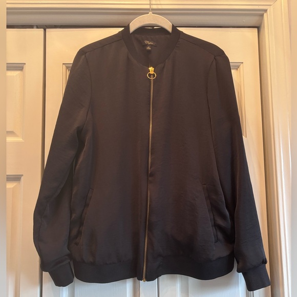 Cupio | Jackets & Coats | Cupio Black Satiny Bomber Jacket With Gold ...